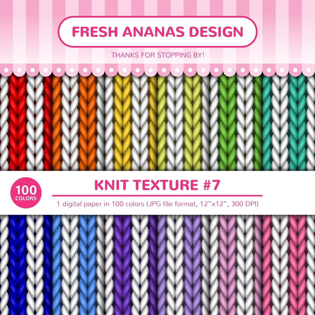 100 Colors Digital Papers: Knit Texture #7, Wool, Jumper, Striped ...