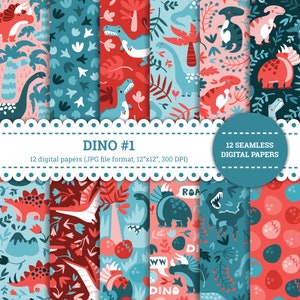 Dinosaur Digital Paper, Dinosaur Background, Dinosaur Pattern, Dinosaur ...