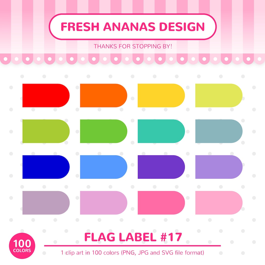 100 Colors Clip Art: Flag Label #17, 100 Colors, Sticky, Sticker ...