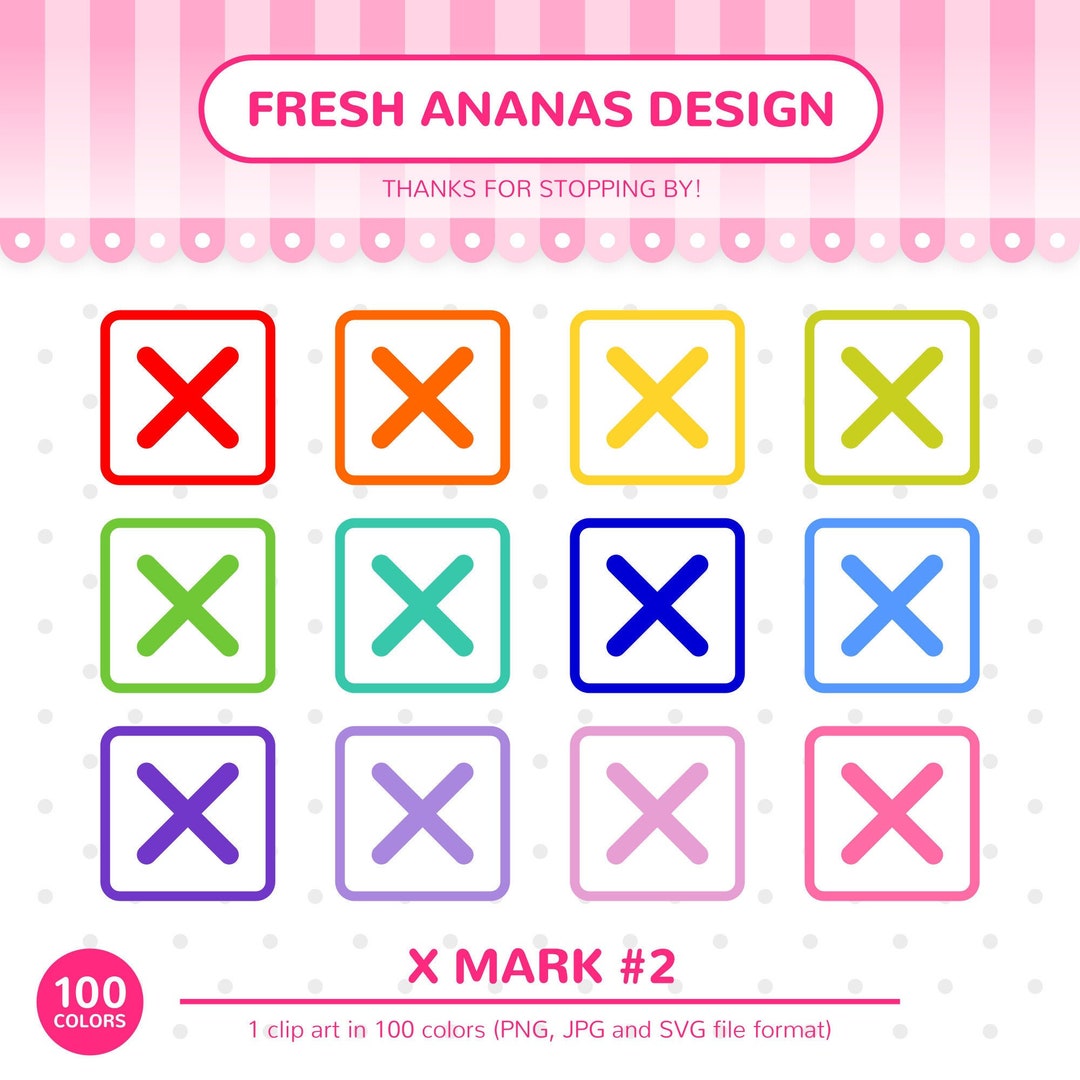 100 Colors Clip Art: X Mark #2, X Mark Clip Art, Cross Sign, X SVG ...