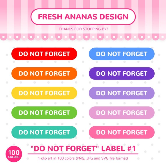 100 Colors Clip Art: Do Not Forget Label 1 100 Colors | Etsy