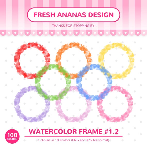 100 Colors Clip Art: Watercolor Frame 1.2 Circle Gouache - Etsy