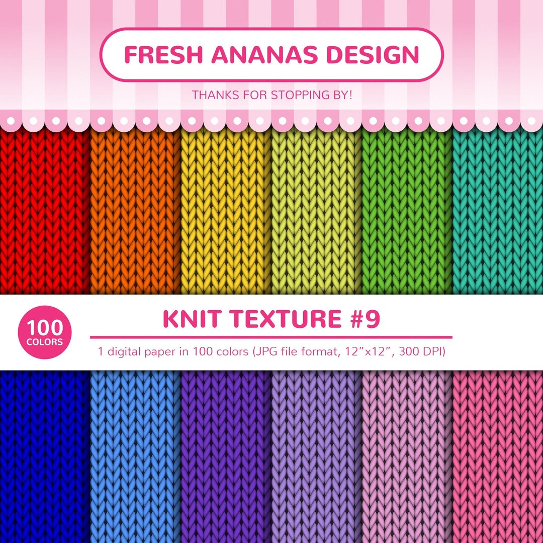 100 Colors Digital Papers: Knit Texture #9, Wool, Jumper, Seamless ...