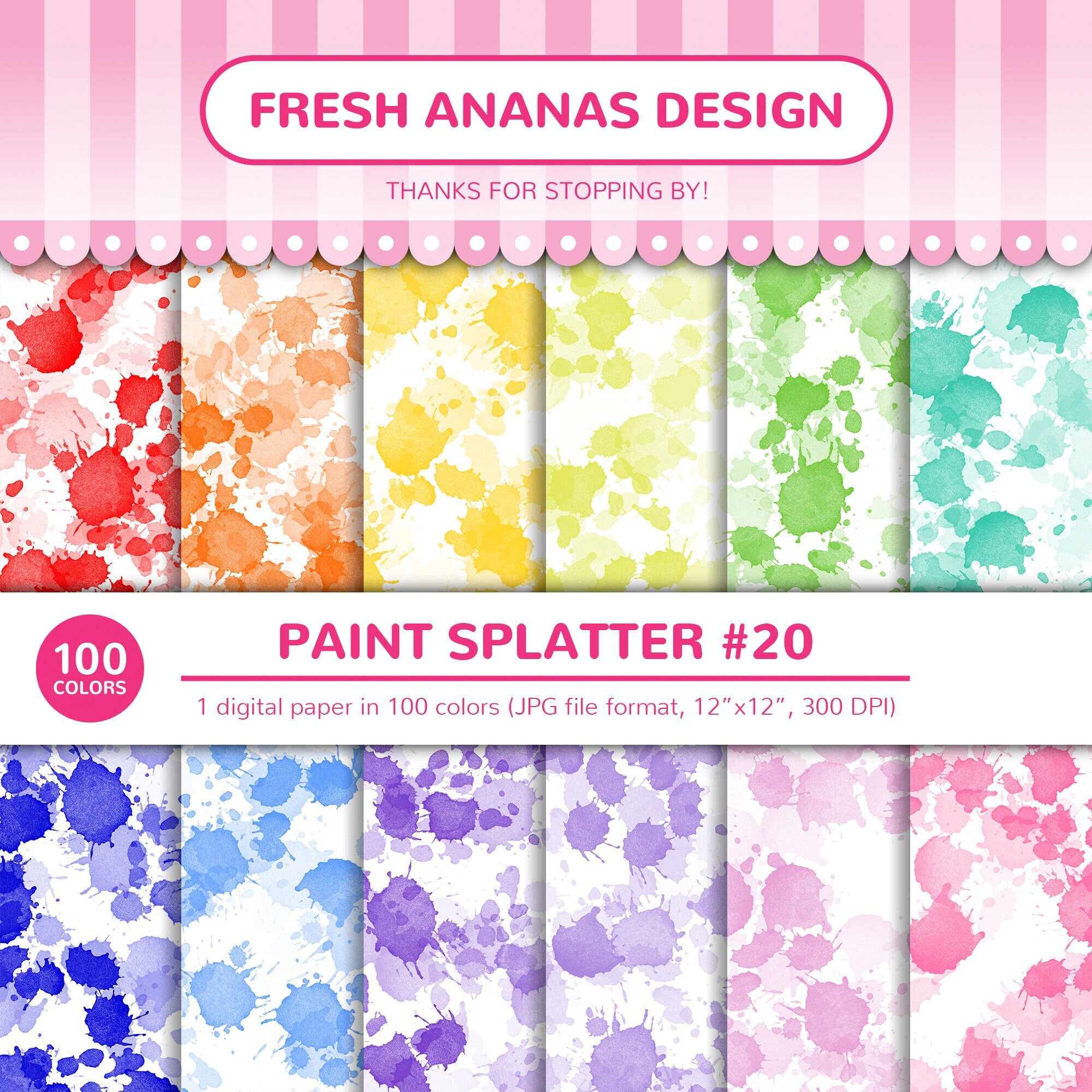100 Colors Digital Papers: Paint Splatter 20 Paint Splash - Etsy