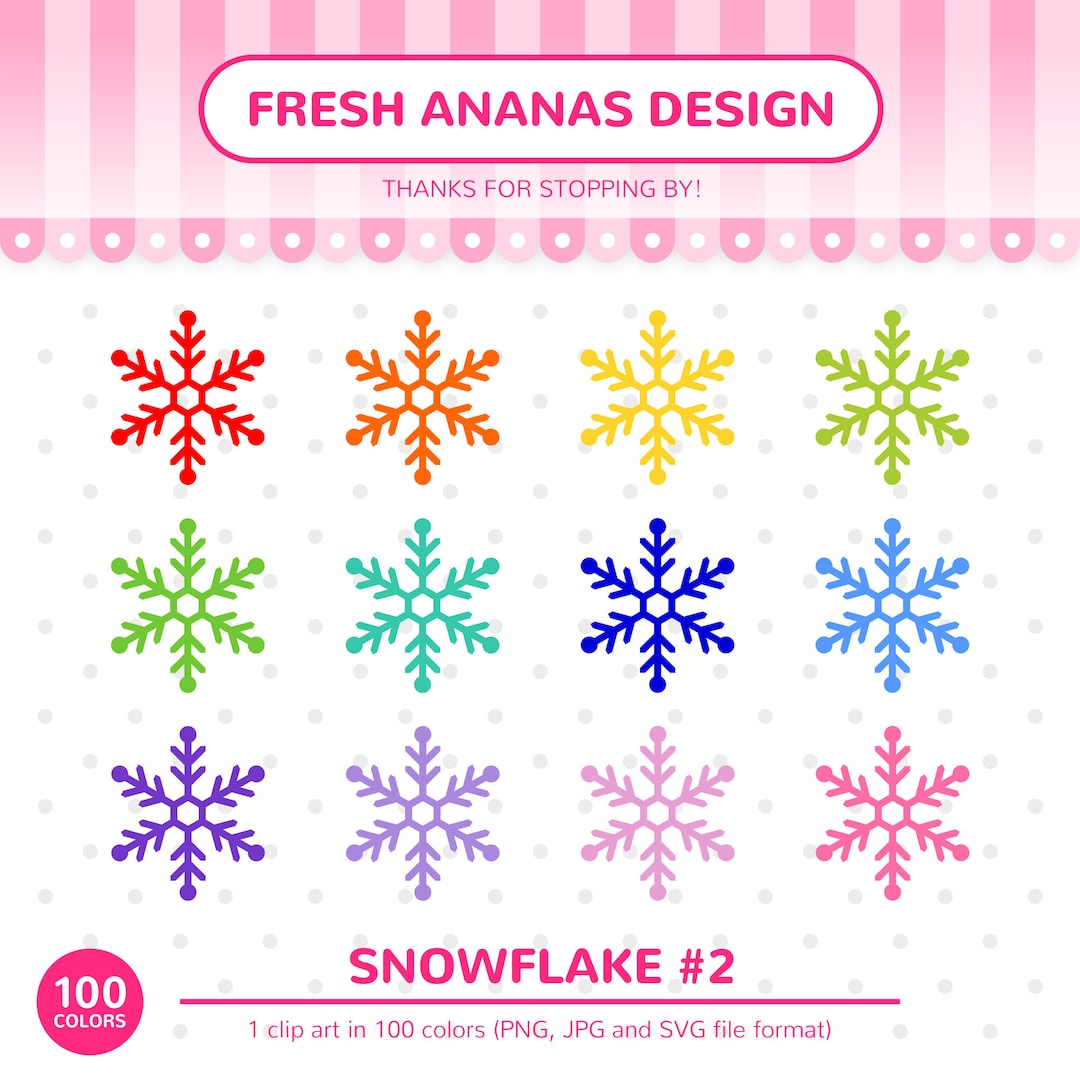 100 Colors Clip Art: Snowflake #2, Snowflake SVG, Christmas Clipart ...