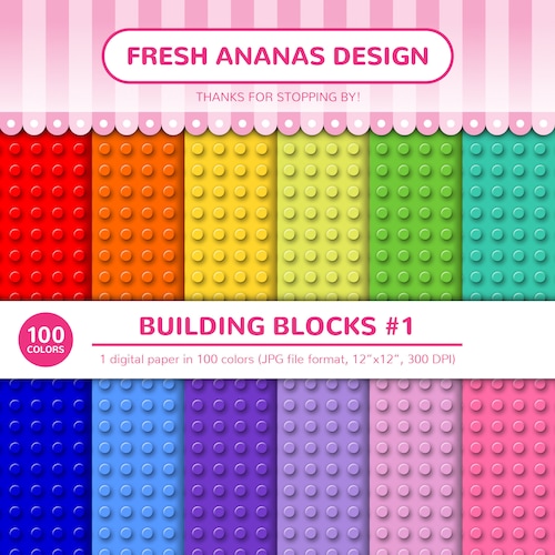 Building Bricks and Building Blocks Digital Papers & Brick - Etsy