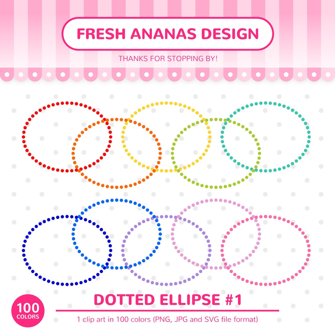 100 Colors Clip Art: Dotted Ellipse #1, Ellipse Clipart, Dotted Frame ...