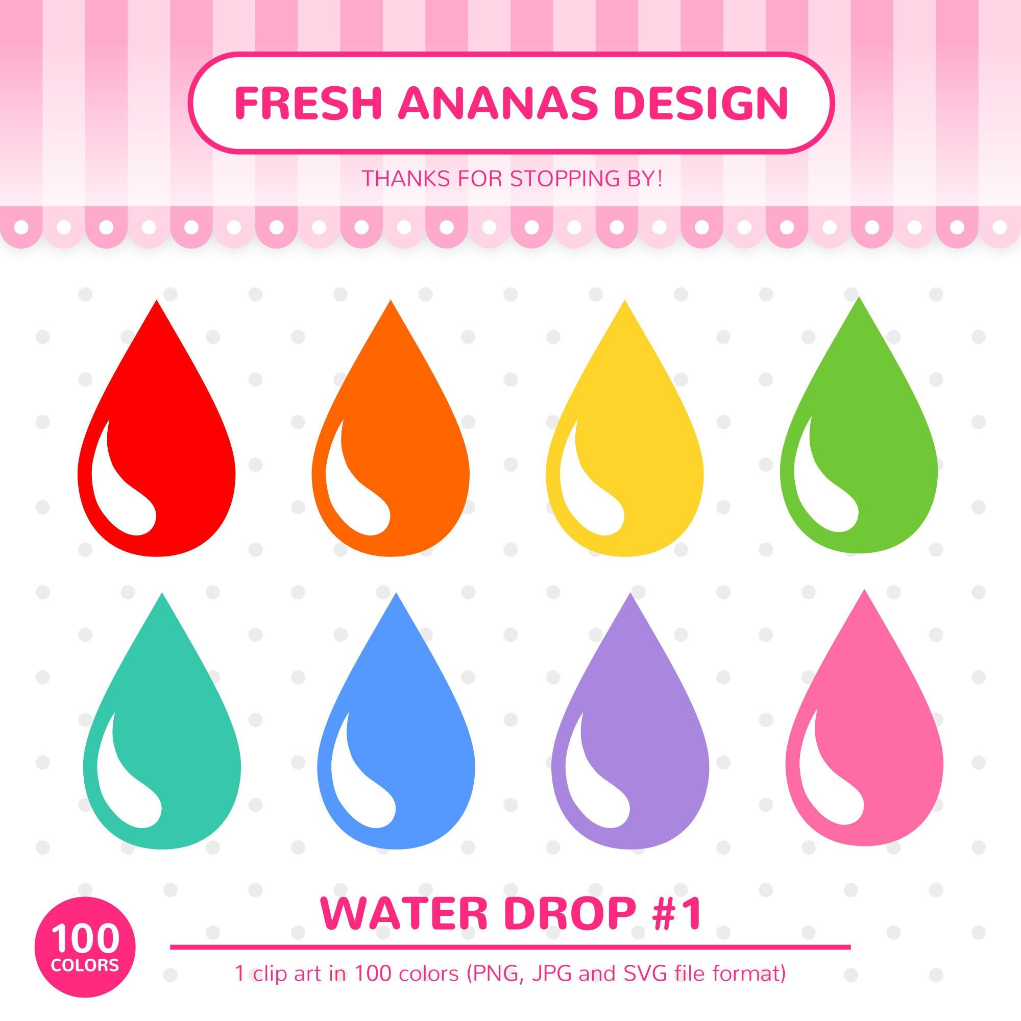 100 Colors Clip Art: Water Drop Water Clip Art Hydrate | Etsy