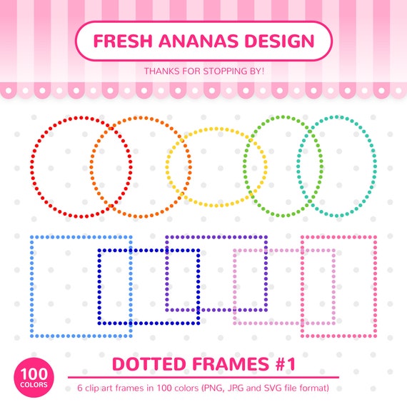 100 Colors Clip Art: Dotted Frames 1 100 Colors Frames - Etsy