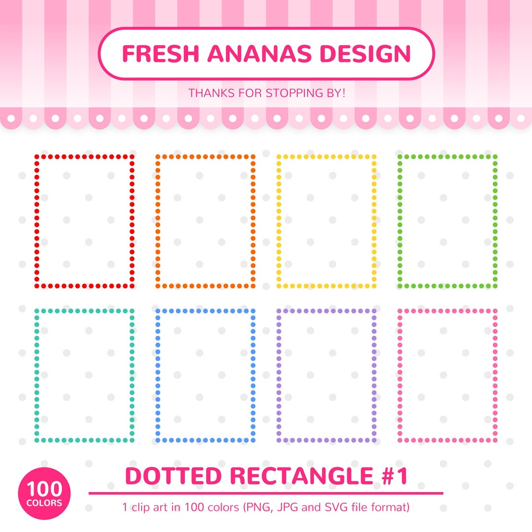 100 Colors Clip Art: Dotted Rectangle #1, Digital Frame, Frame ...