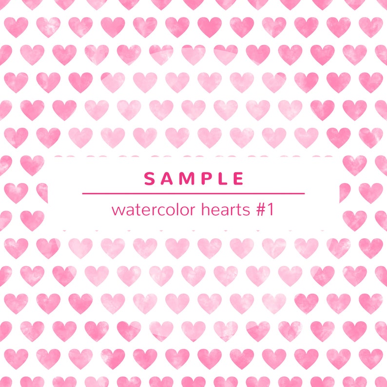 100 Colors Digital Papers: Watercolor Hearts #1, Heart, Aquarelle ...