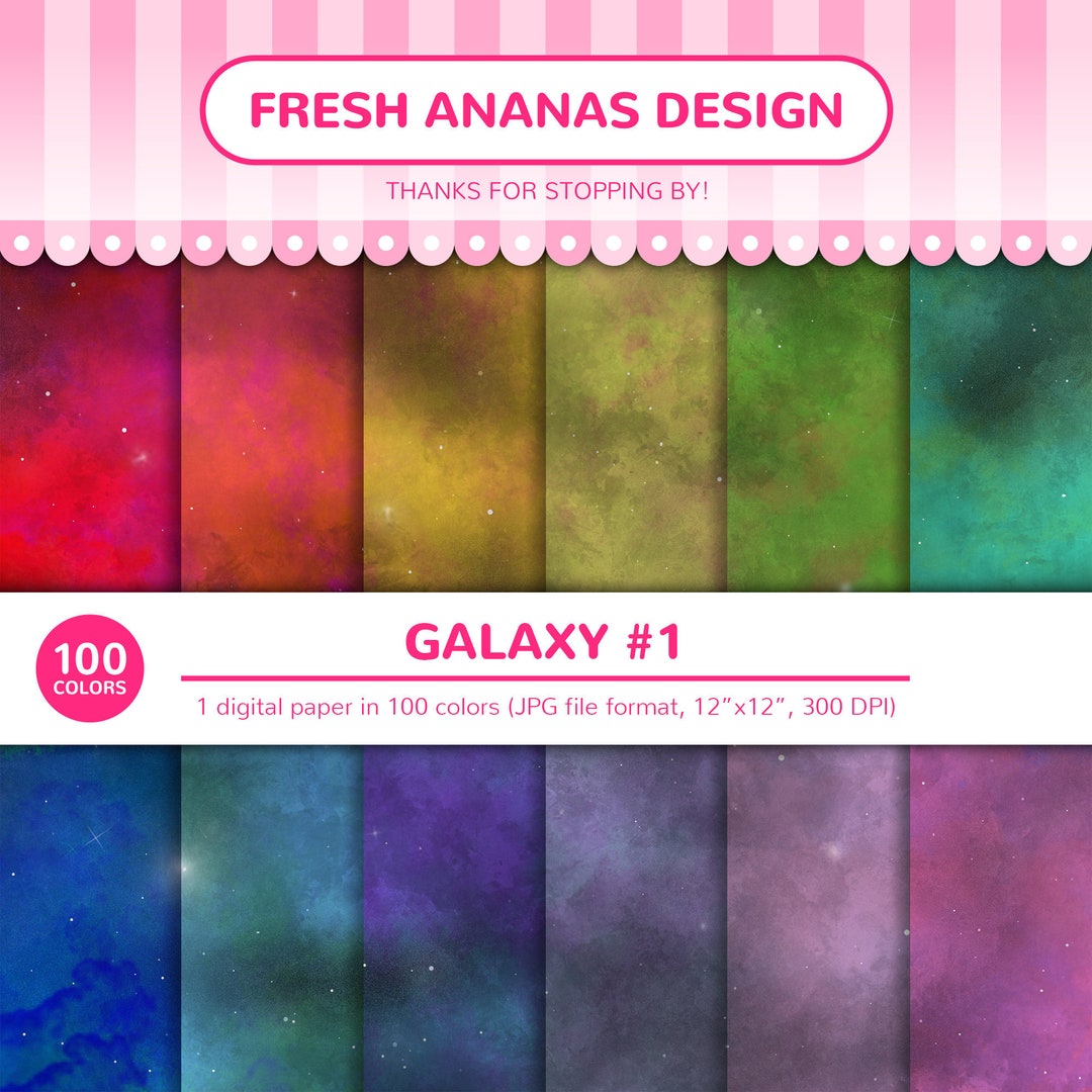 100 Colors Digital Papers: Galaxy #1, Stars, Space, Universe, Celestial ...