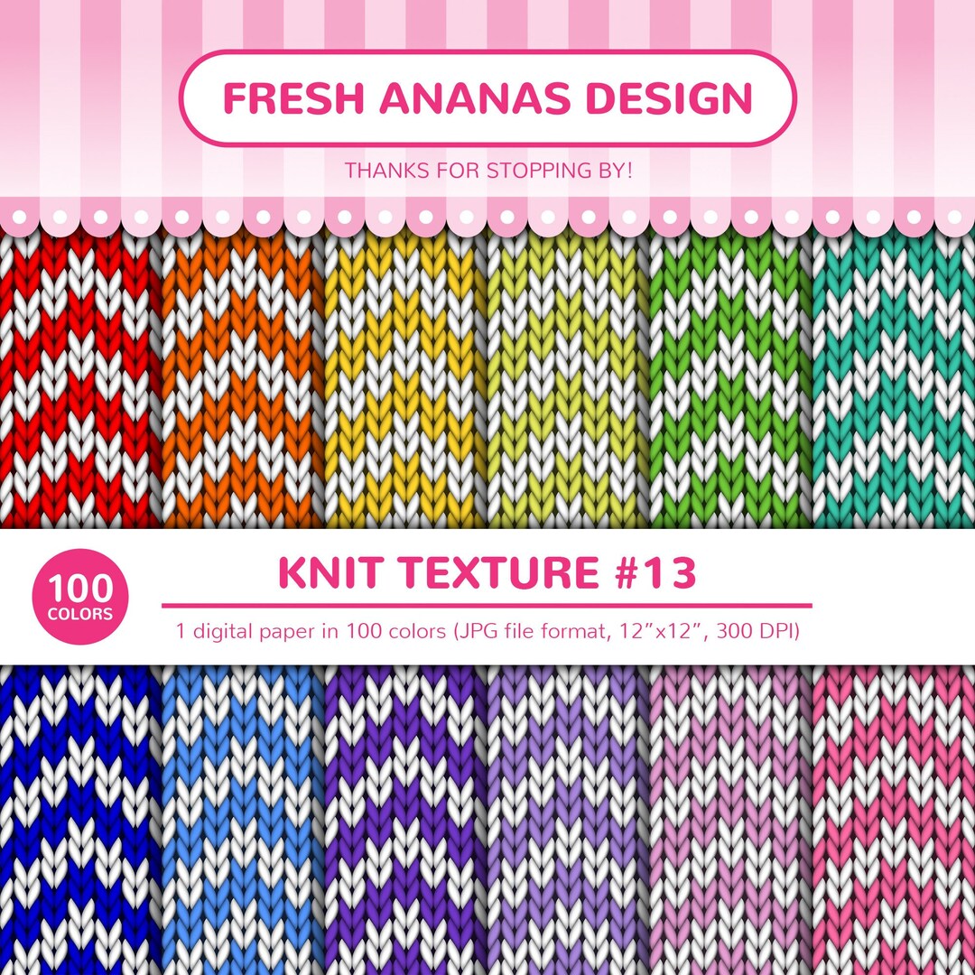 100 Colors Digital Papers: Knit Texture #13, Chevron, Wool, Jumper ...