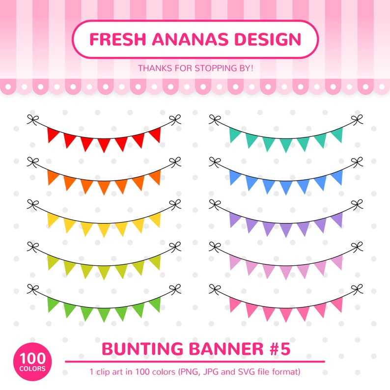 100 Colors Clip Art: Bunting Banner 5 Bunting Clipart | Etsy
