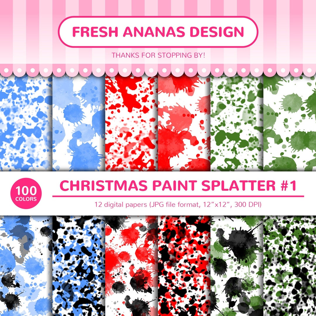 Christmas Paint Splatter #1, Splash, Splats, Stain, Red, Green, Blue ...