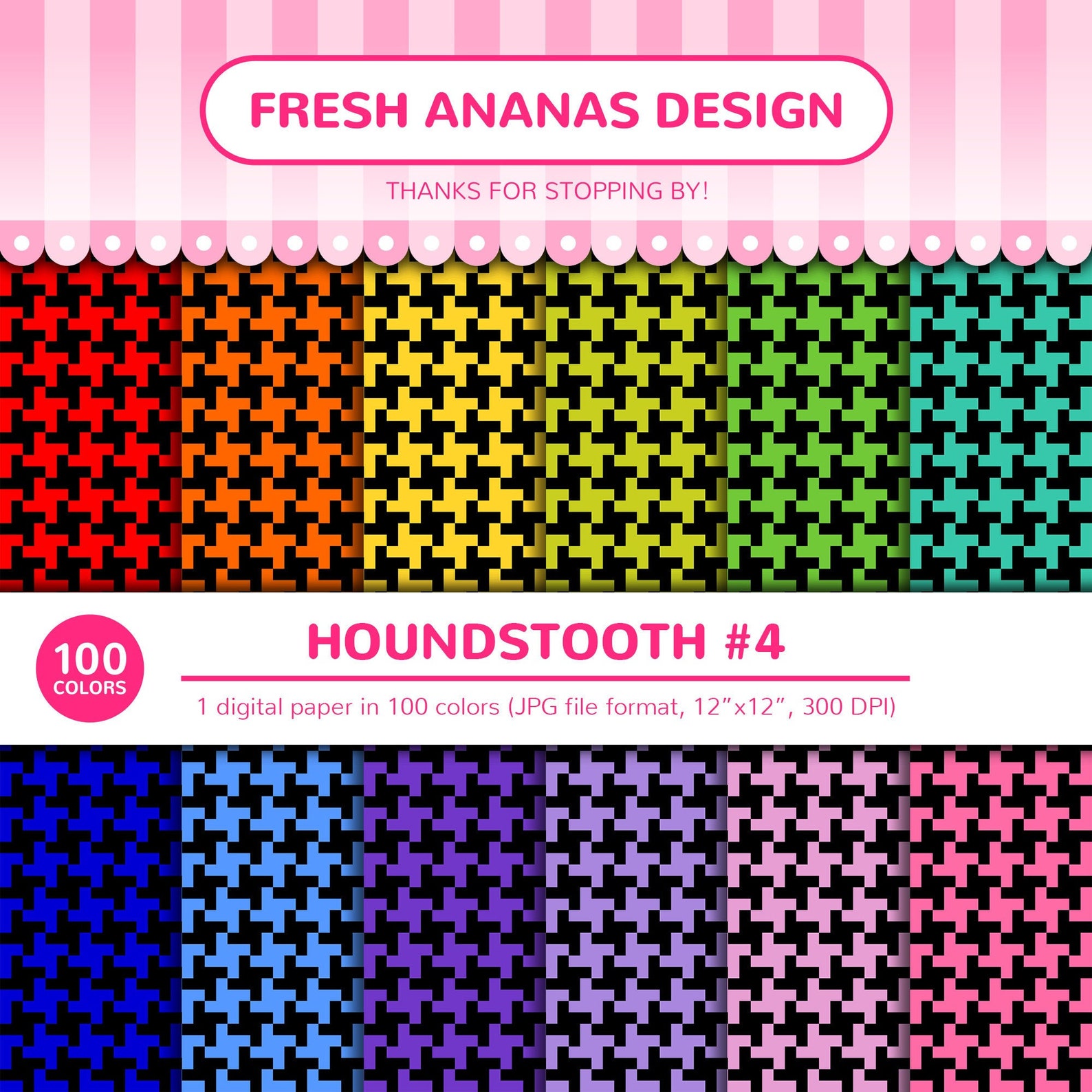 100 Colors Digital Papers: Houndstooth 4 Houndstooth Paper - Etsy