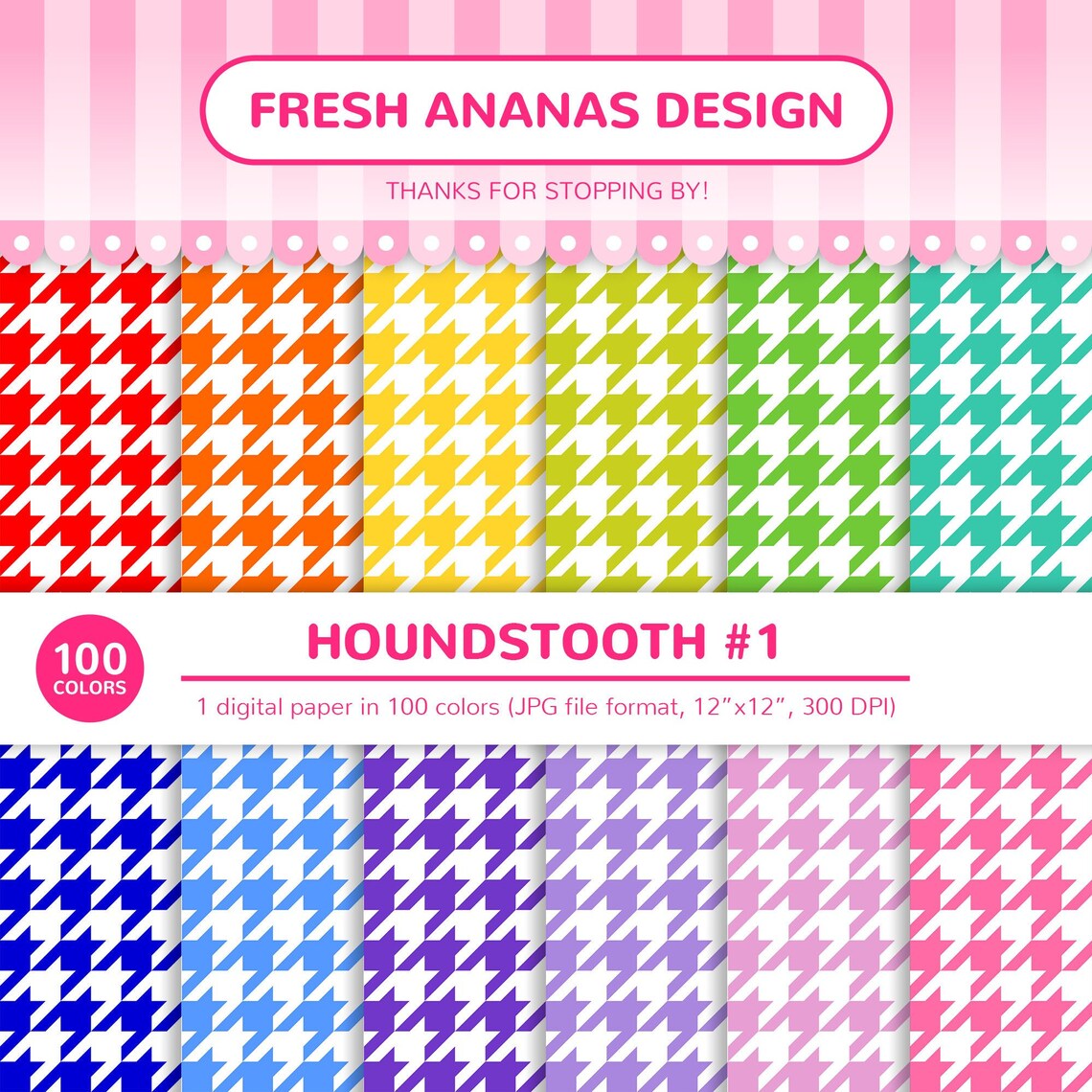 100 Colors Digital Papers: Houndstooth 1 Houndstooth Paper | Etsy