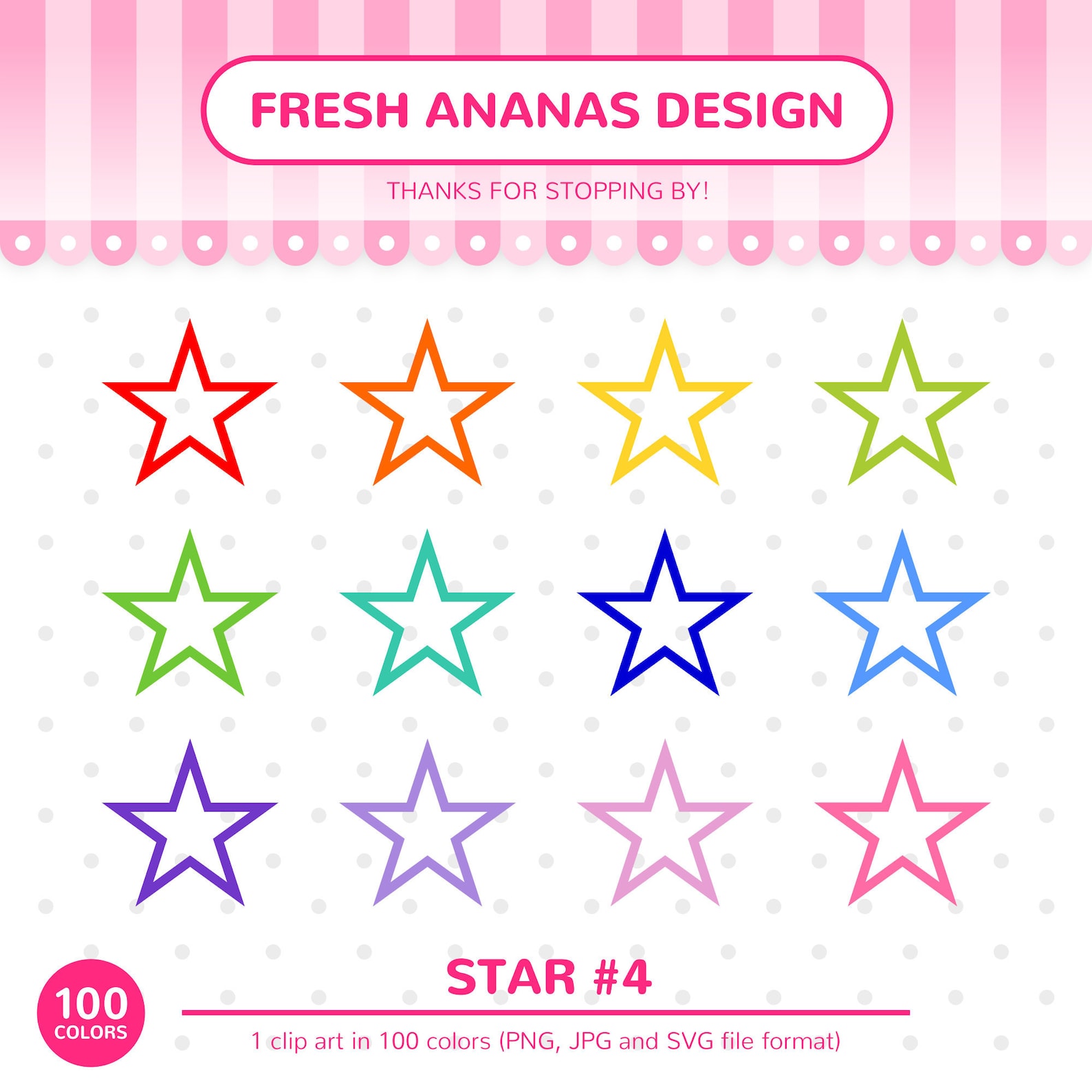100 Colors Clip Art: Star 4 Star Clip Art Star Clipart | Etsy