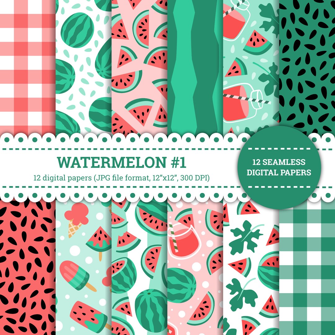 Watermelon Digital Paper, Watermelon Background, Watermelon Seamless ...