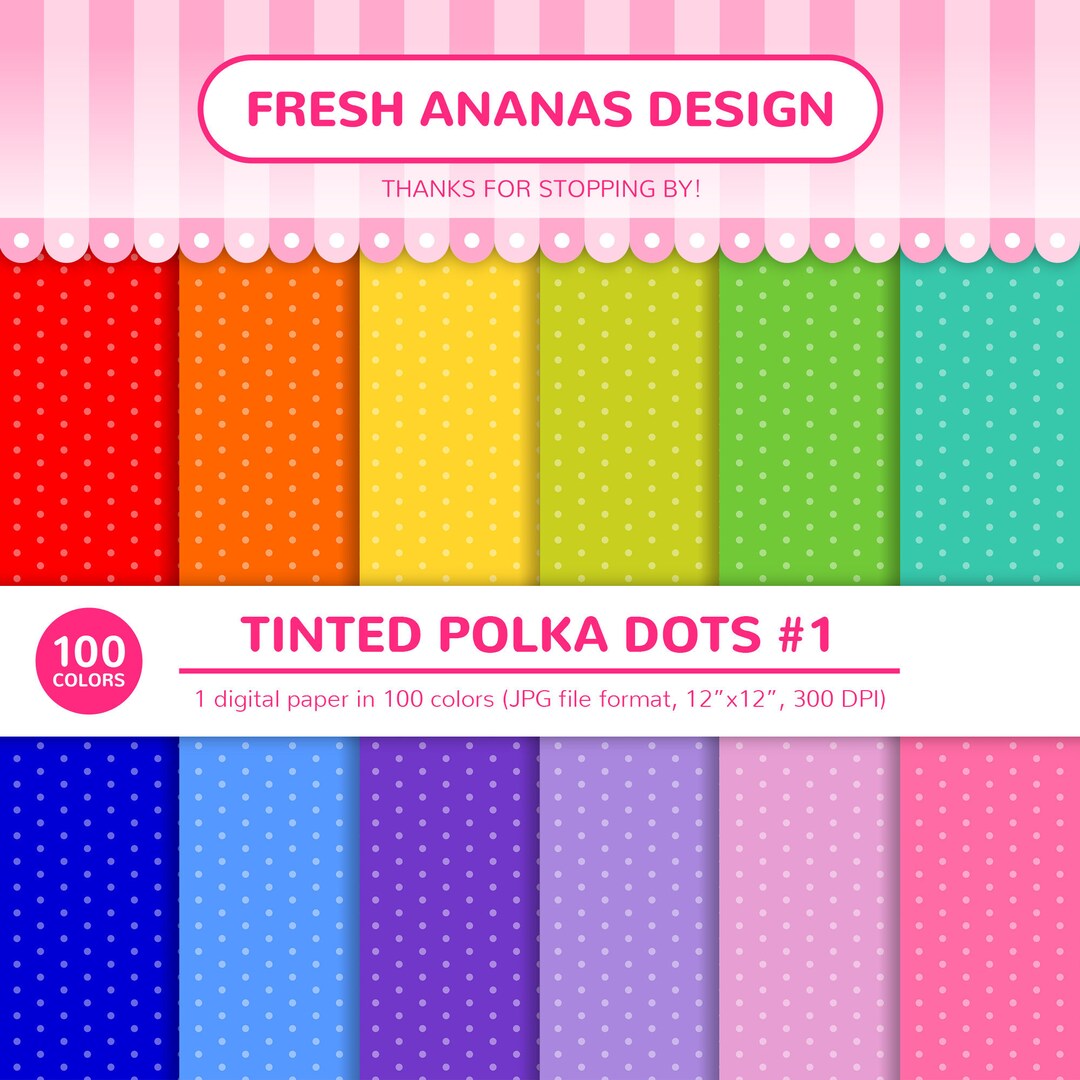 100 Colors Digital Papers: Tinted Polka Dots #1, Polka Dot Paper, Tiny ...