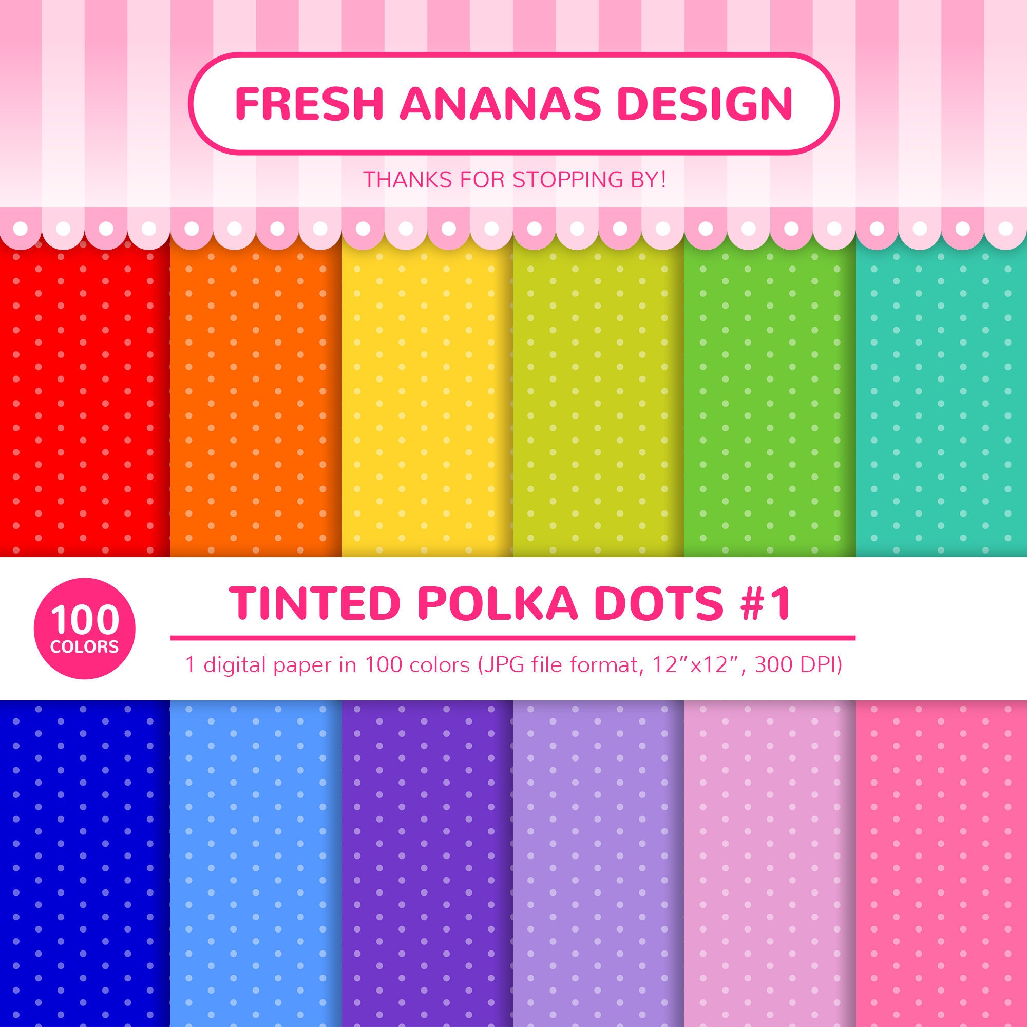 100 Colors Digital Papers: Tinted Polka Dots 1 Polka Dot | Etsy