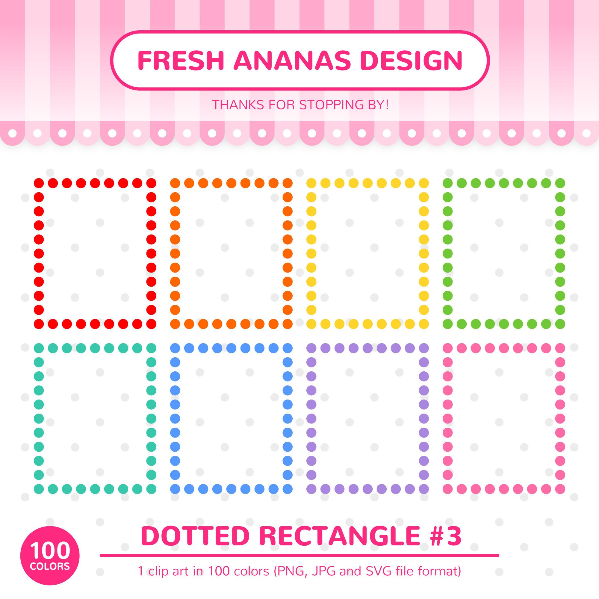 100 Colors Clip Art: Dotted Rectangle 3 Digital Frame - Etsy