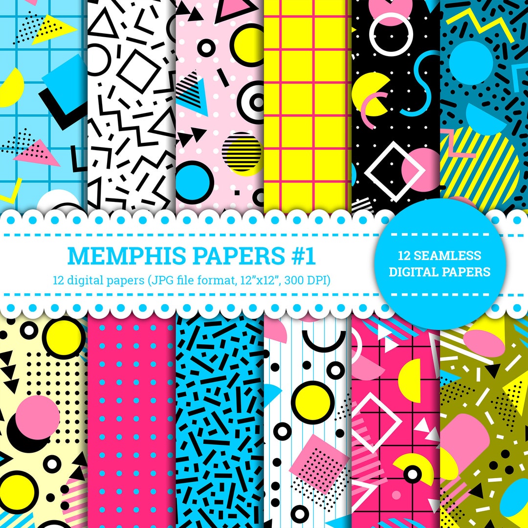 Memphis Papers #1, 80', 90', Abstract, Retro, Triangle, Circle, Pink ...