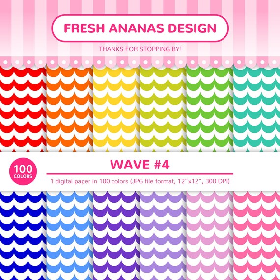 100 Colors Digital Papers: Wave 4 Waves Sea Water White - Etsy