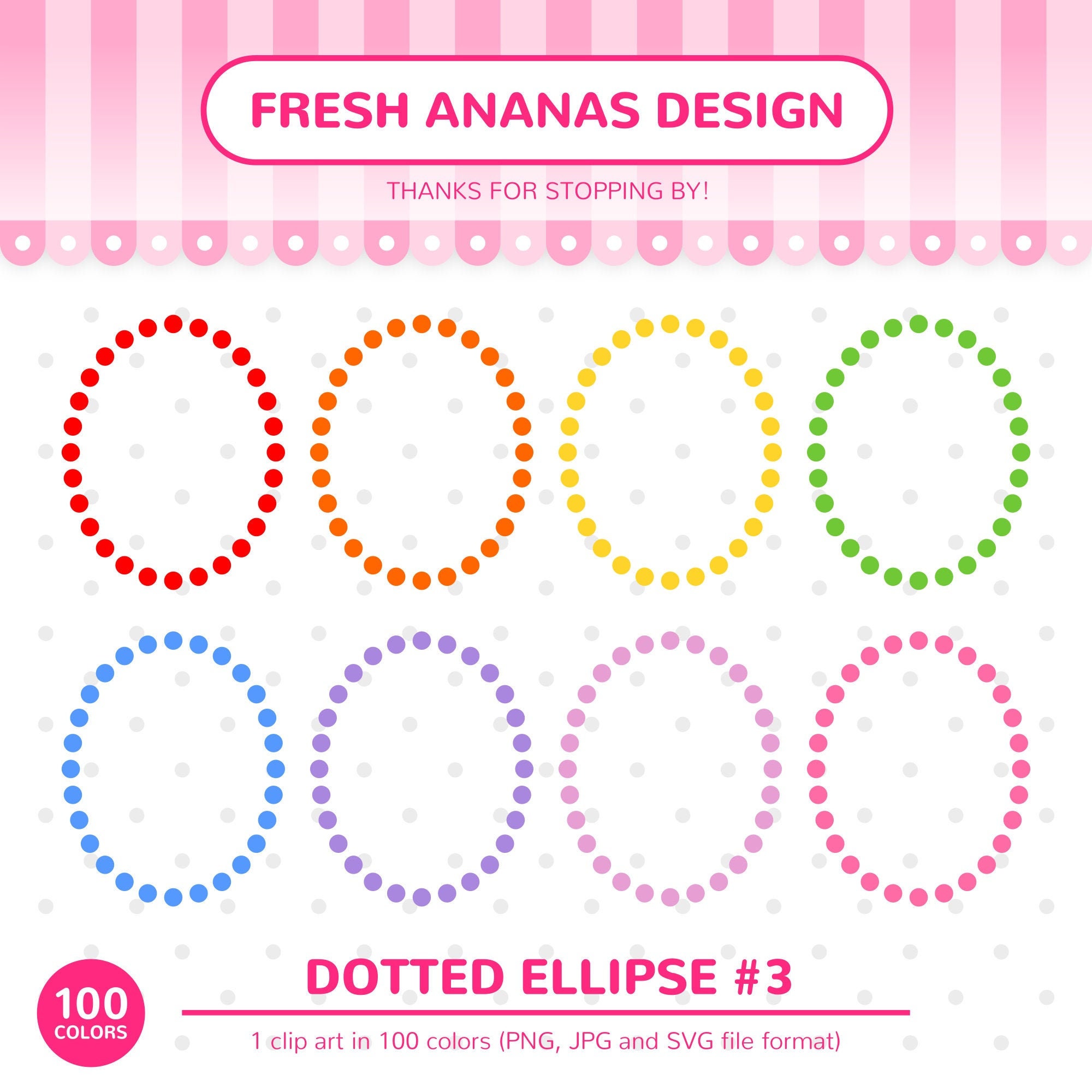 100 Colors Clip Art: Dotted Ellipse 3 Ellipse Clipart - Etsy