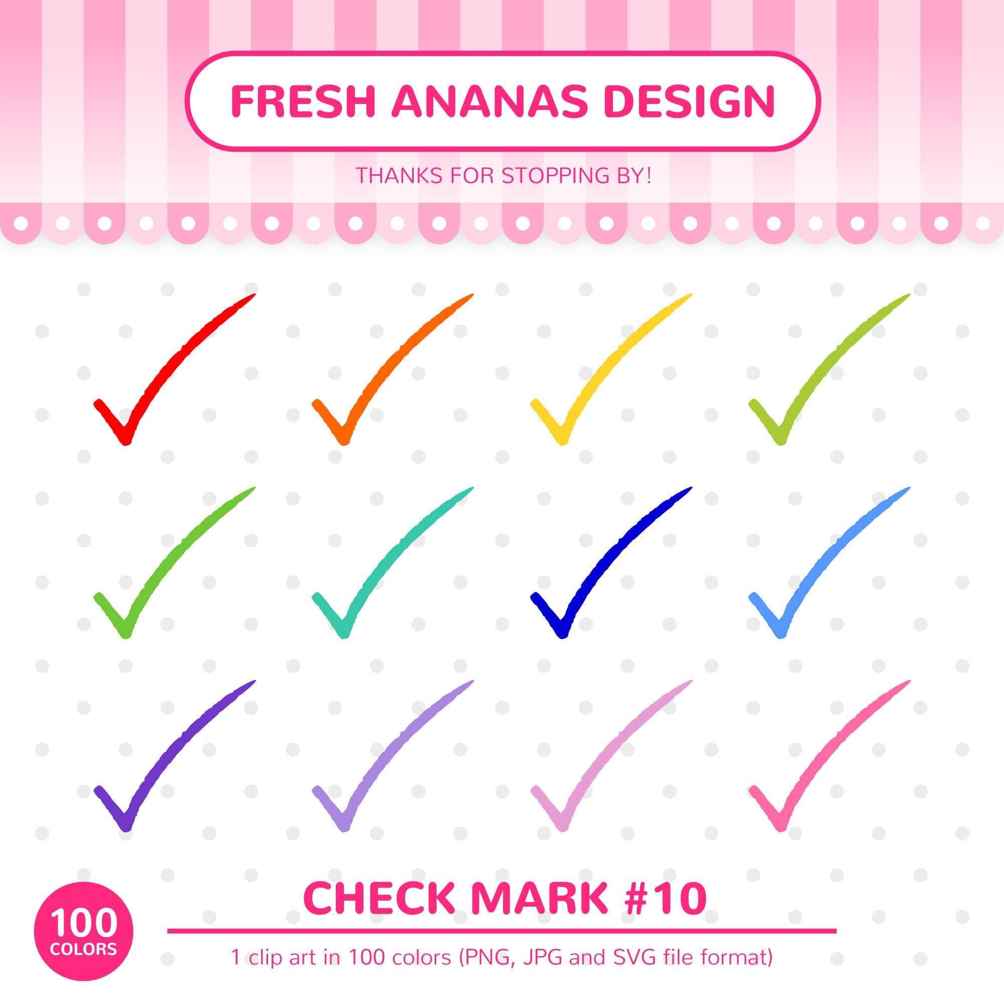 100 Colors Clip Art: Check Mark 10, Tick Clip Art, Rainbow Clipart ...