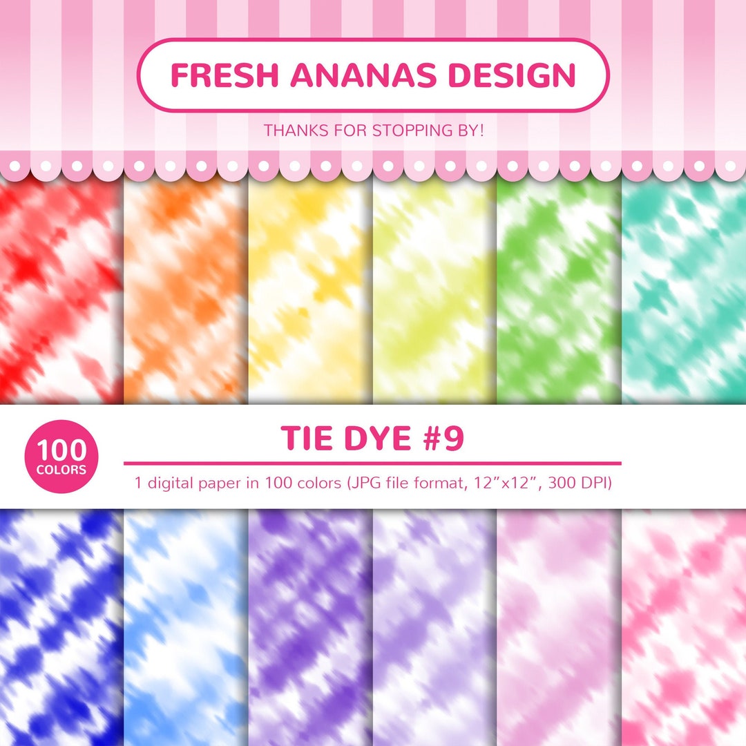 100 Colors Digital Papers: Tie Dye #9, Lines, Crumple, Shibori ...