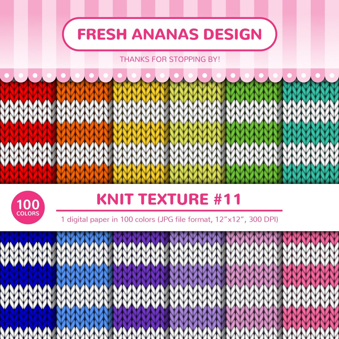 100 Colors Digital Papers: Knit Texture #11, Wool, Jumper, Striped ...