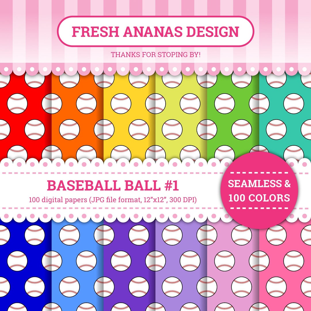 100 Colors Digital Papers: Baseball Ball #1, American, Sport, Physical ...