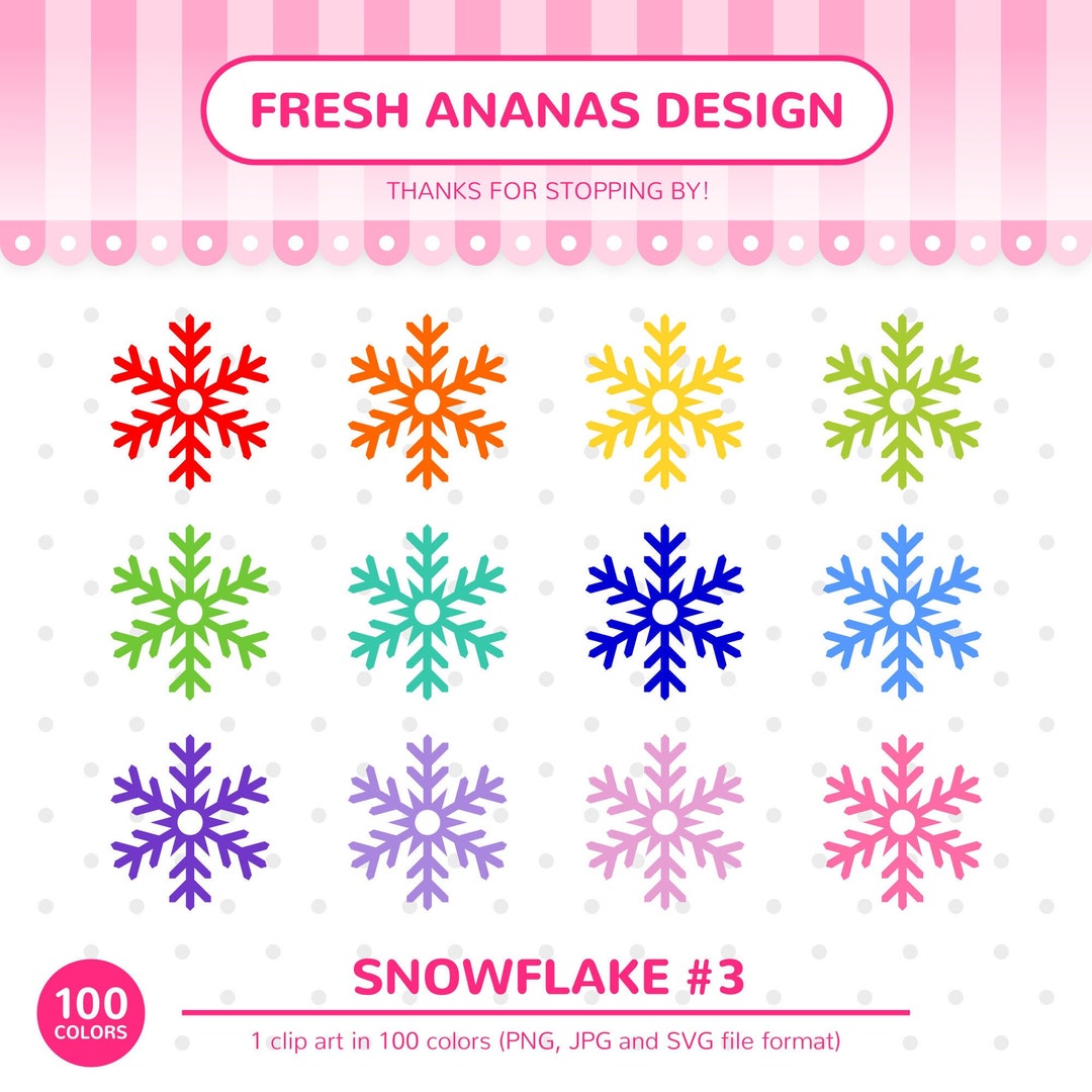 100 Colors Clip Art: Snowflake #3, Christmass SVG, Snowflake Clipart ...