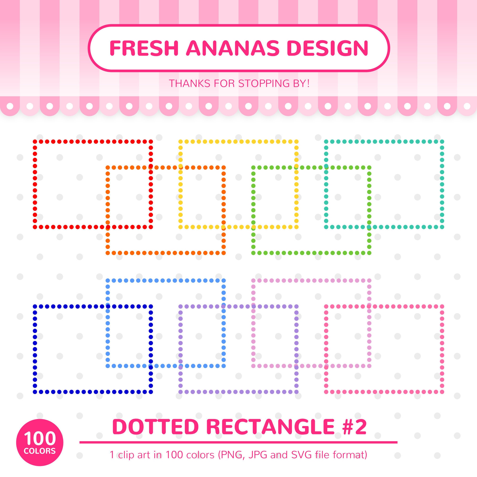 100 Colors Clip Art: Dotted Rectangle 2 Digital Frame | Etsy