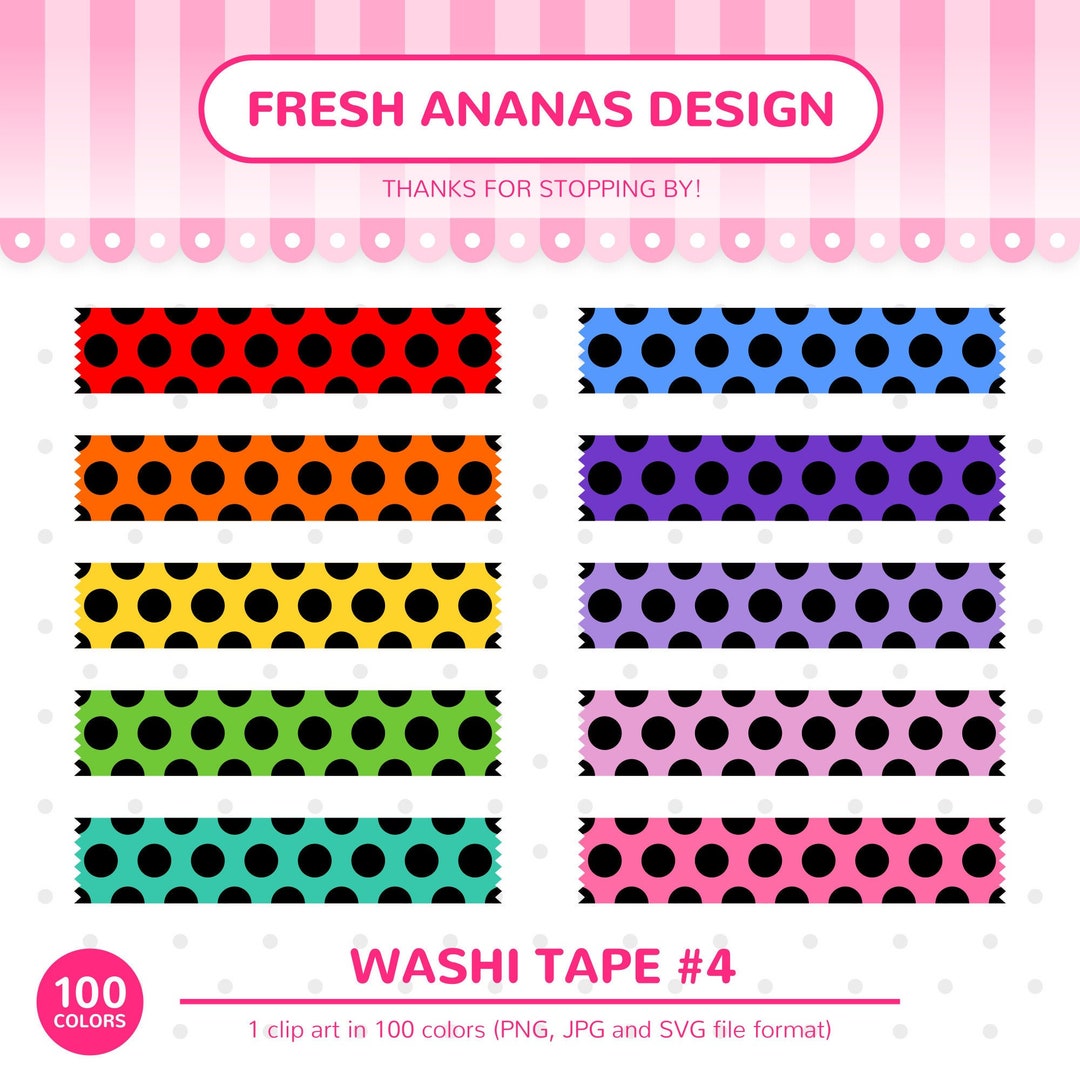 100 Colors Clip Art: Washi Tape #4, Polka Dot Washi Tape, Polka Dots ...