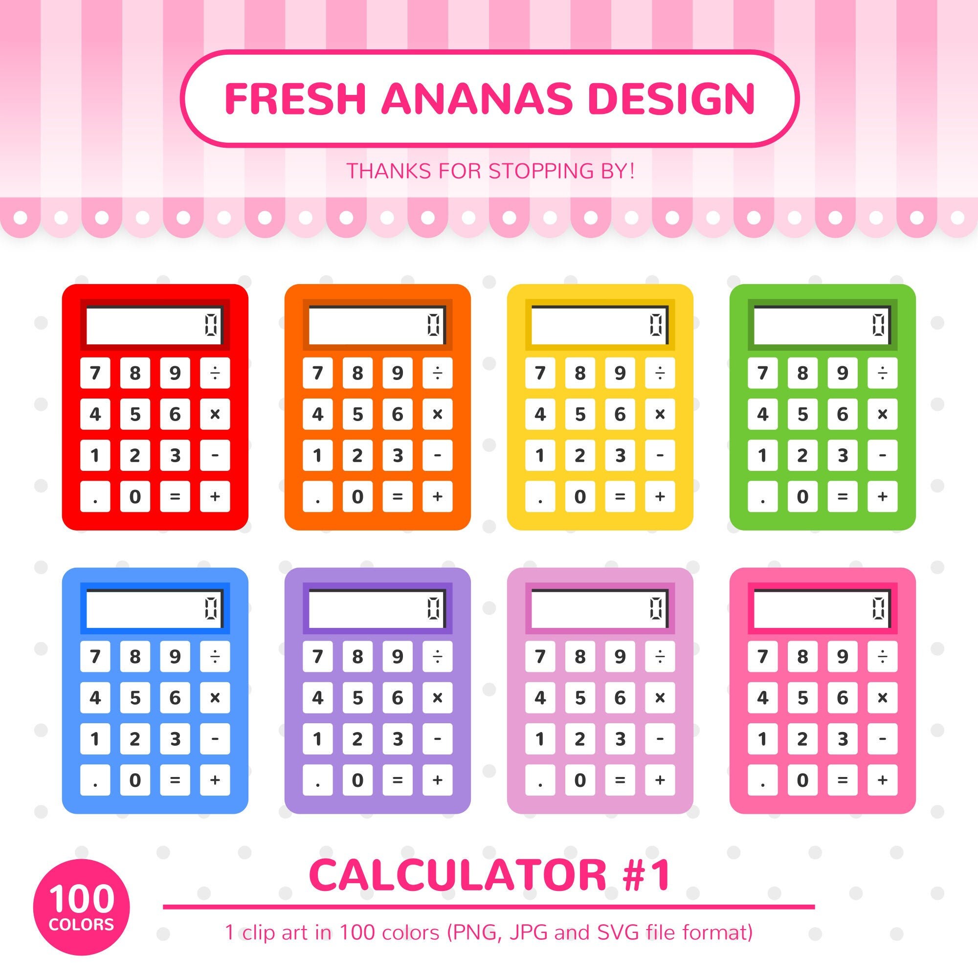 100 Colors Clip Art: Calculator Calculator Clipart School | Etsy