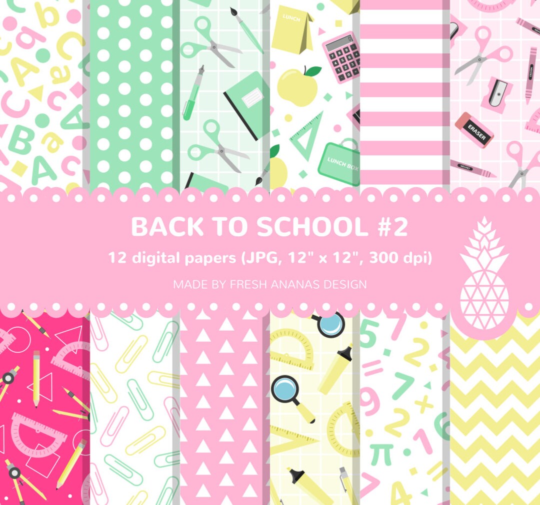 Back to School Paper Pack, School Background, School Supplies, Teacher ...