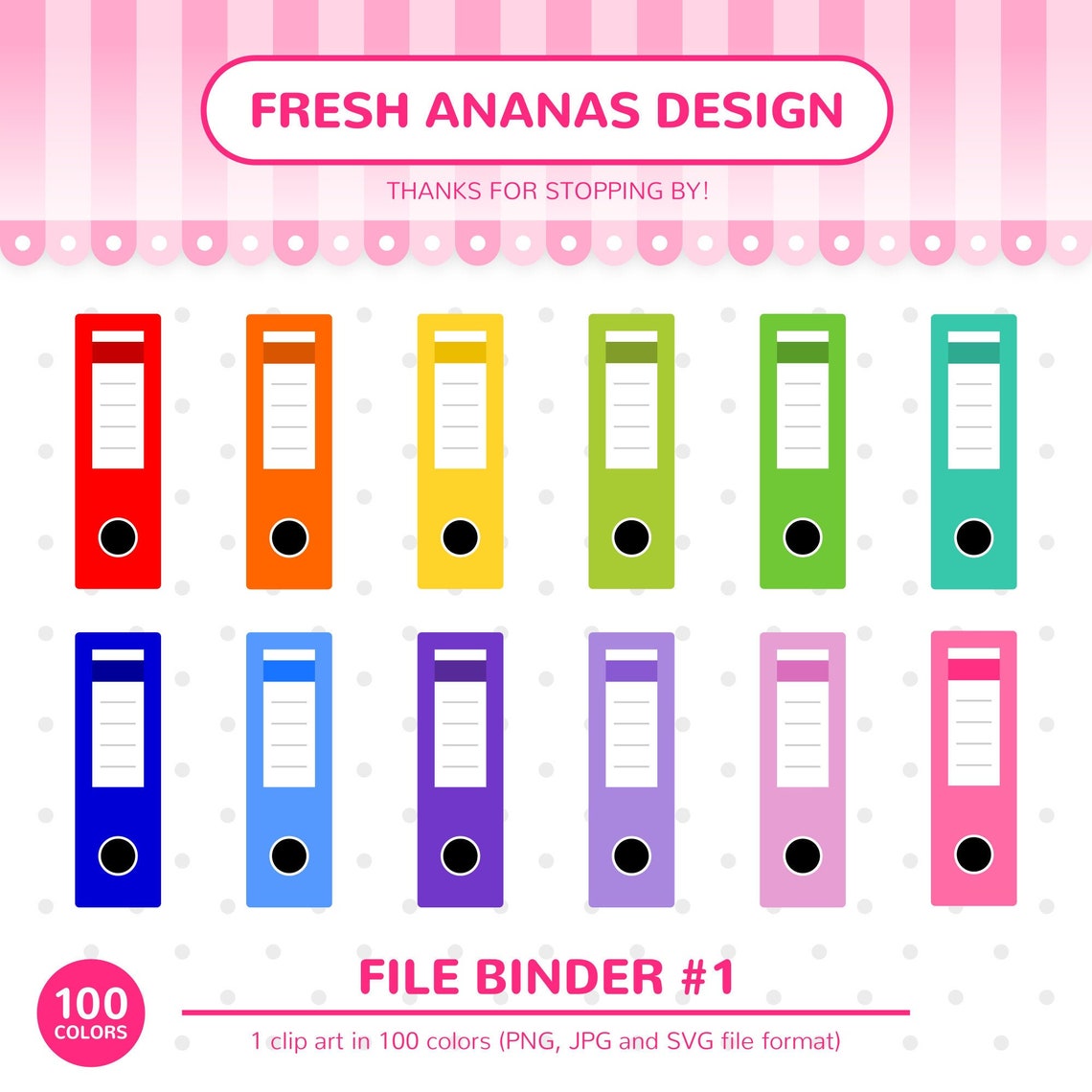 100 Colors Clip Art: File Binder File Binder Clipart Office - Etsy