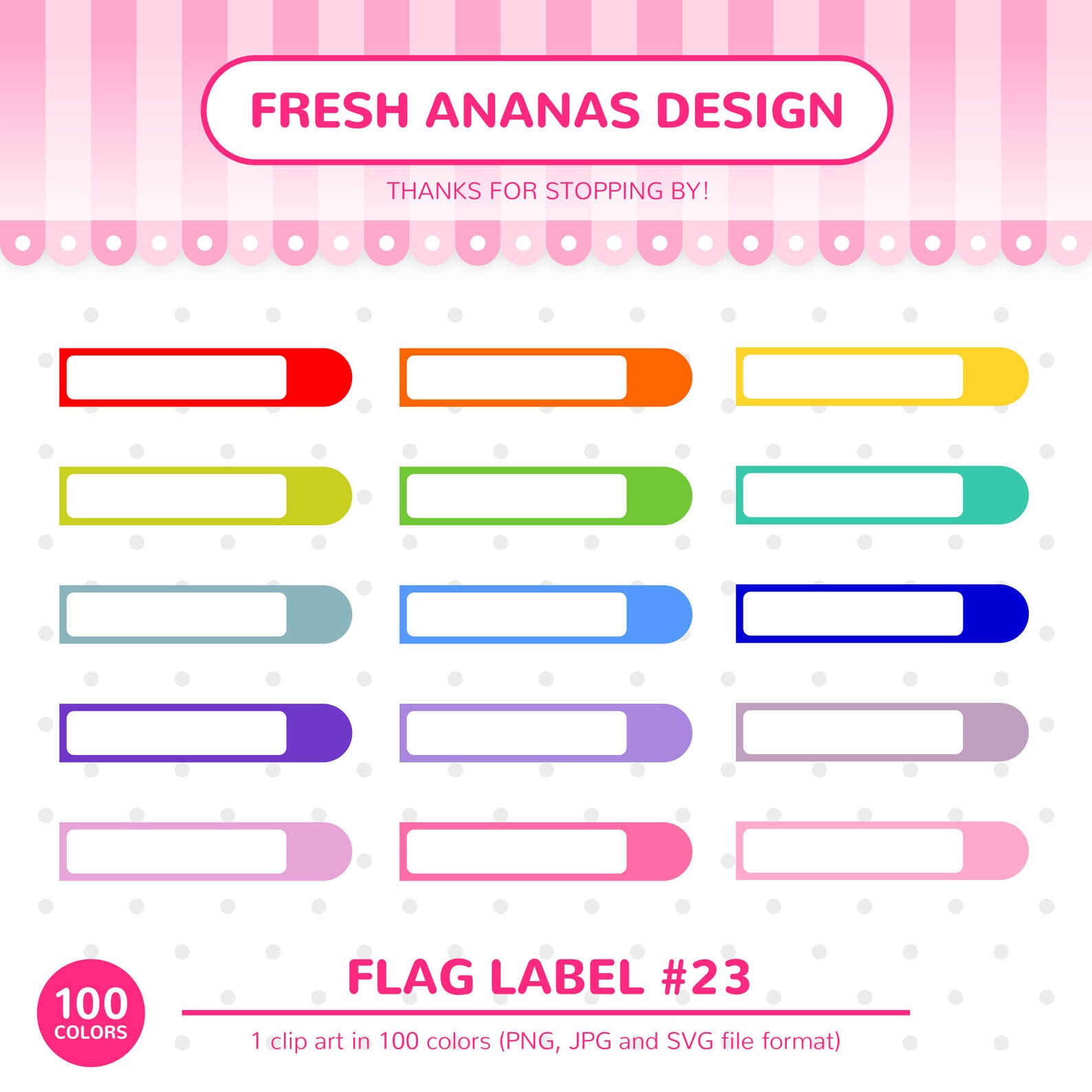 100 Colors Clip Art: Flag Label 23 100 Colors Sticky - Etsy
