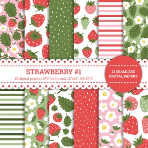 Strawberry Digital Paper, Strawberry Background, Strawberry Pattern ...