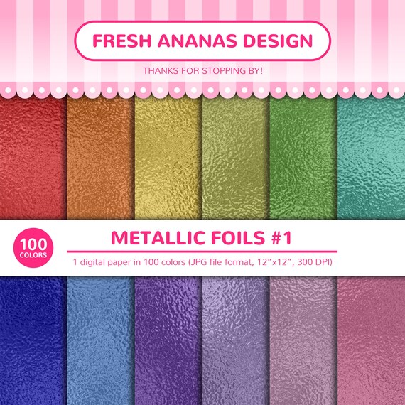 100 Colors Digital Papers: Metallic Foils 1 Metal Foil - Etsy