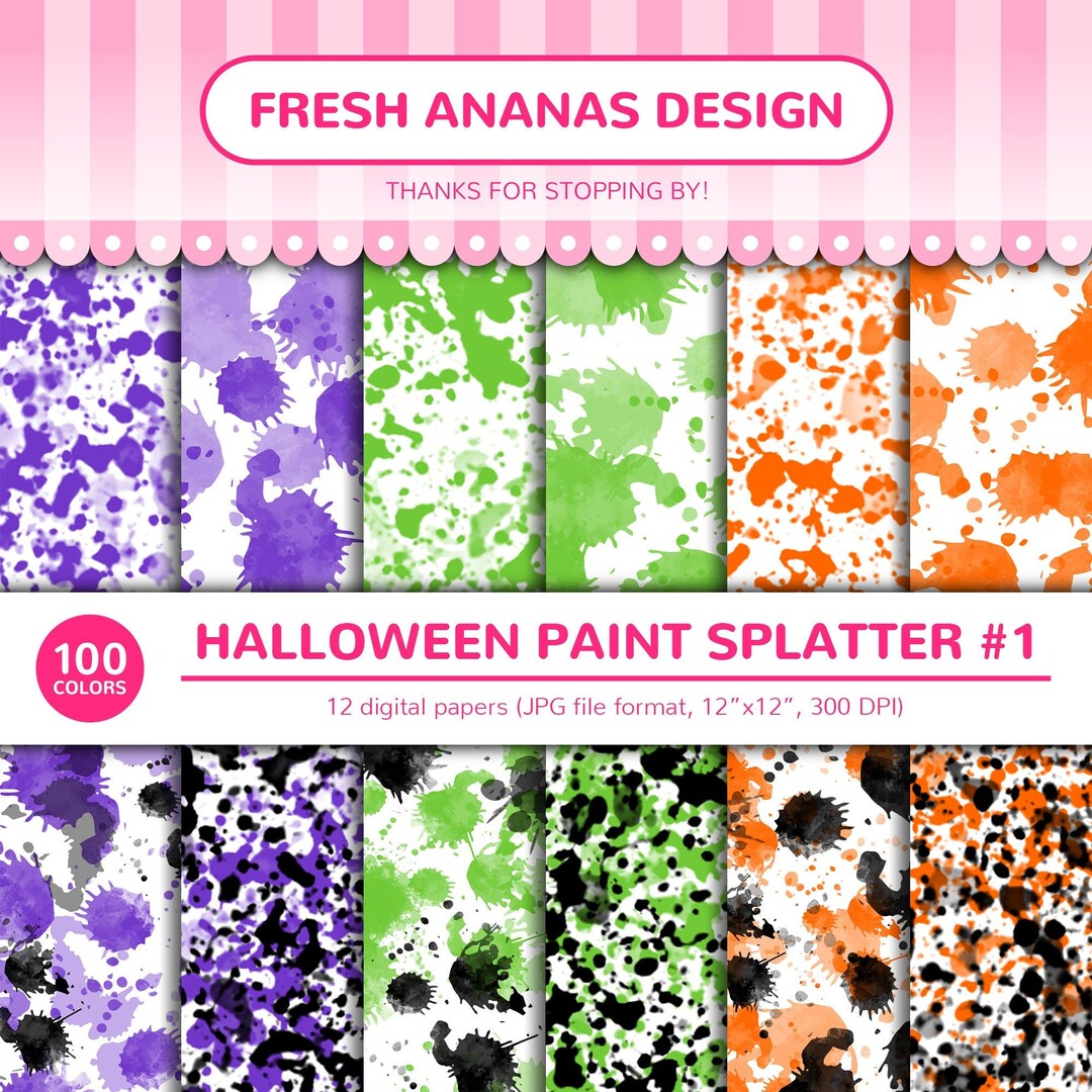 Halloween Paint Splatter #1, Splash, Splats, Stain, Violet, Green ...