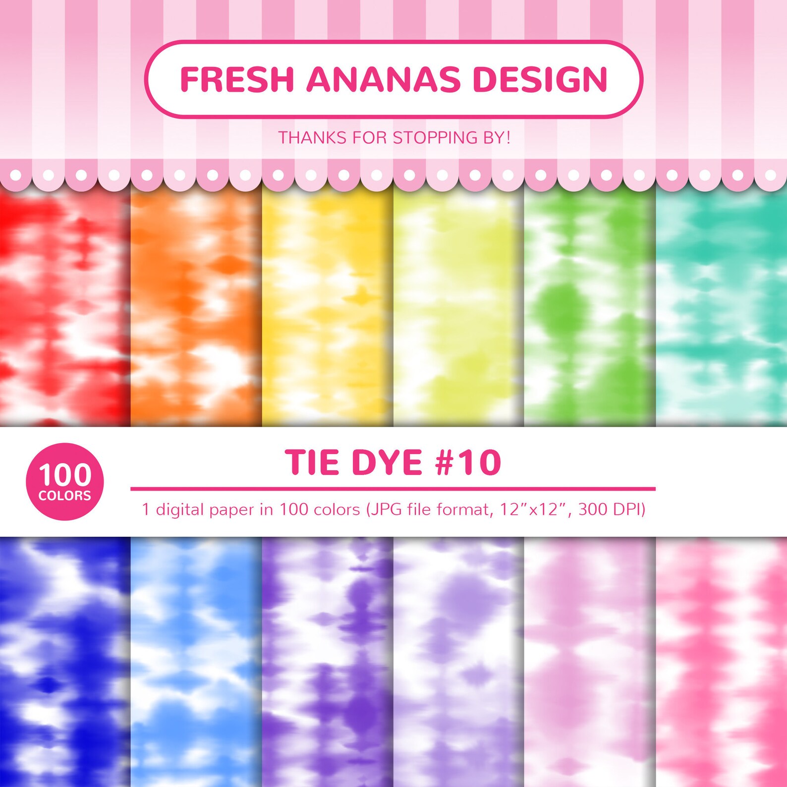 100 Colors Digital Papers: Tie Dye 10 Lines Crumple - Etsy
