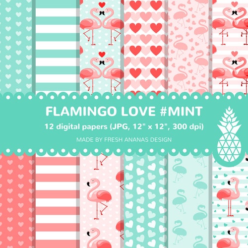 Printable Pink Flamingo Digital Papers & Backgrounds Summer - Etsy