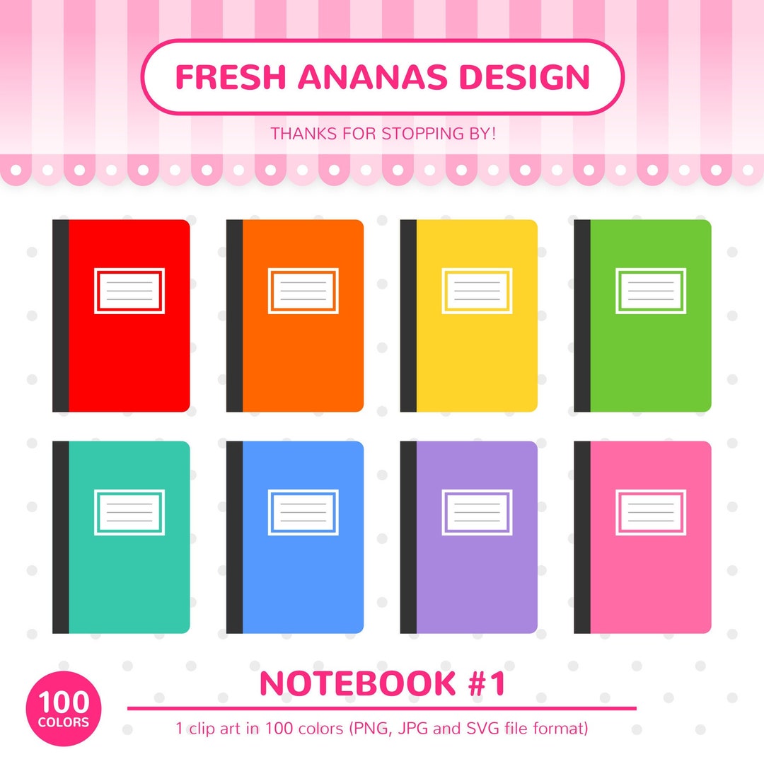 100 Colors Clip Art: Notebook, Notebook Clipart, Notebook SVG, School ...