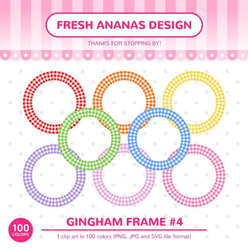 100 Colors Clip Art: Gingham Frames 1 100 Colors Frames | Etsy
