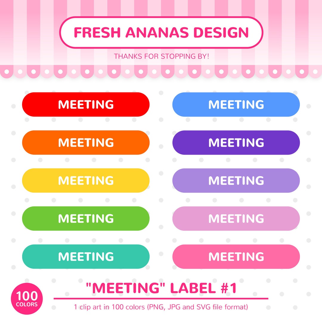 100 Colors Clip Art: Meeting Label #1, 100 Colors, Tracker, Sticker ...