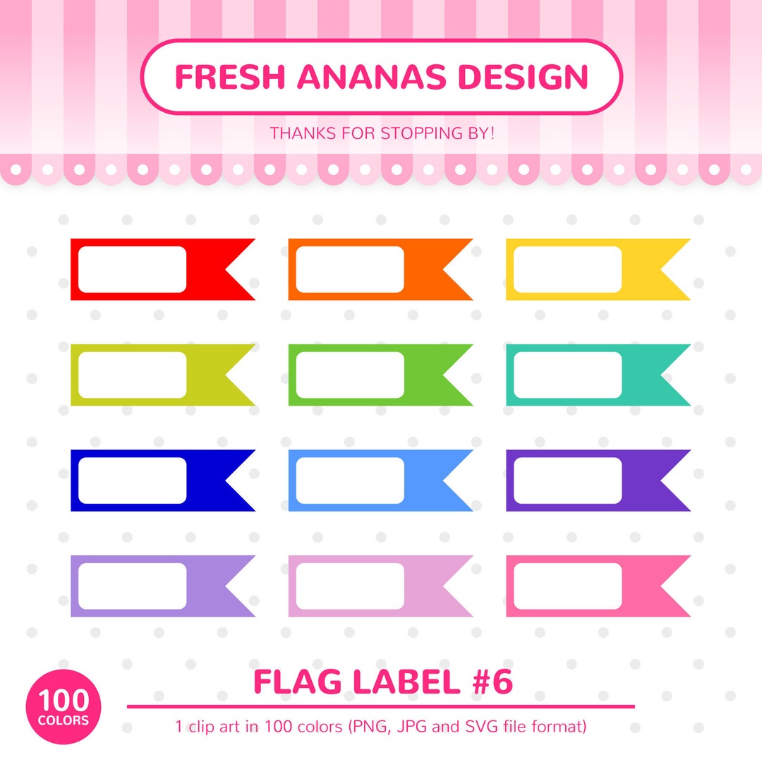 100 Colors Clip Art: Flag Label #6, 100 Colors, Sticky, Sticker, Banner ...