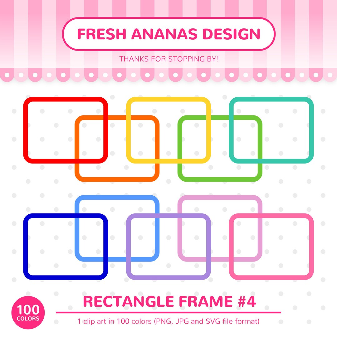 100 Colors Clip Art: Rectangle Frame #4, 100 Colors Frames, Digital ...